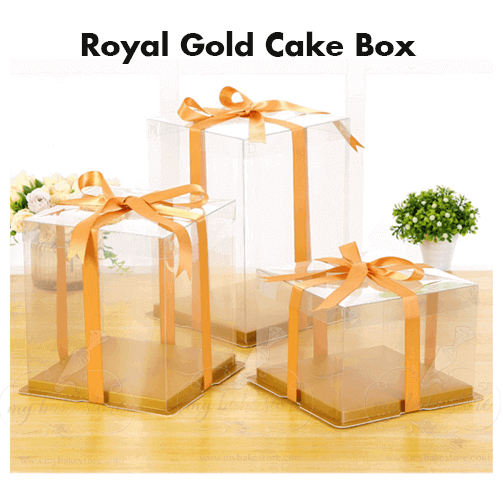 Transparent Cake Box 6/8/10 inch Gold Base