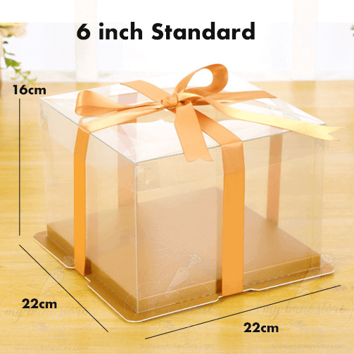 Transparent Cake Box 6/8/10 inch Gold Base